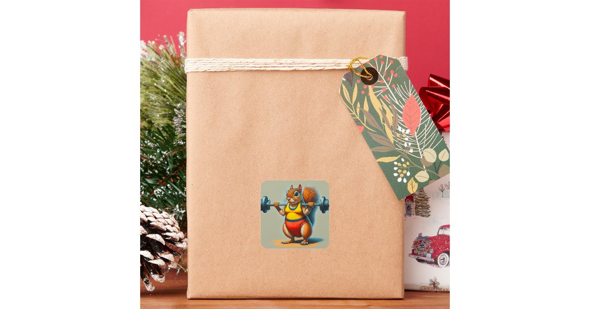 Squirrel Power Square Sticker | Zazzle
