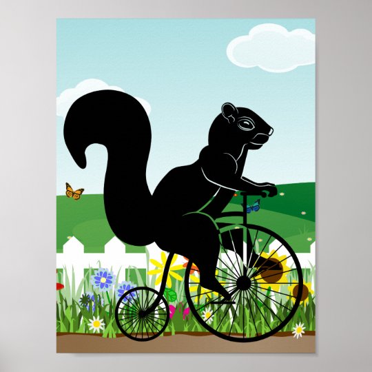 Squirrel Rider on Old Bike Poster | Zazzle.com