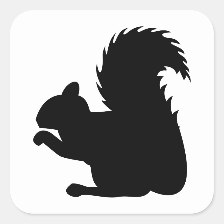 Squirrel Silhouette Square Sticker | Zazzle