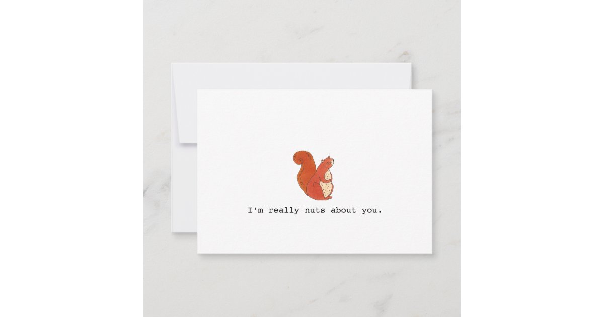 Squirrel Valentine Nuts About You Card | Zazzle