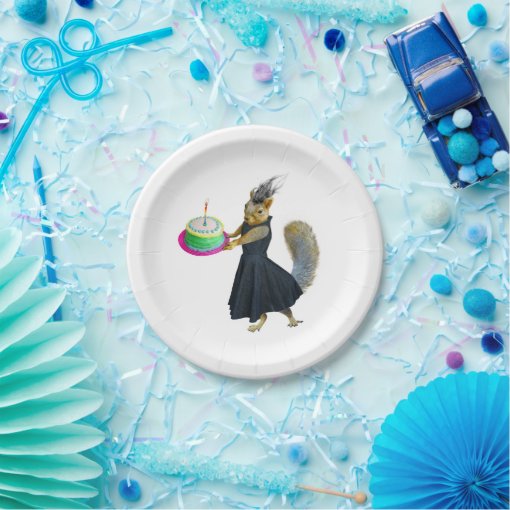 Squirrel with Cake Paper Plates | Zazzle