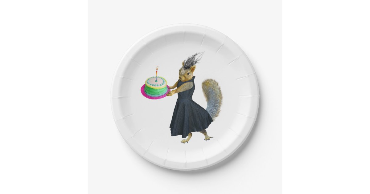Squirrel with Cake Paper Plates | Zazzle
