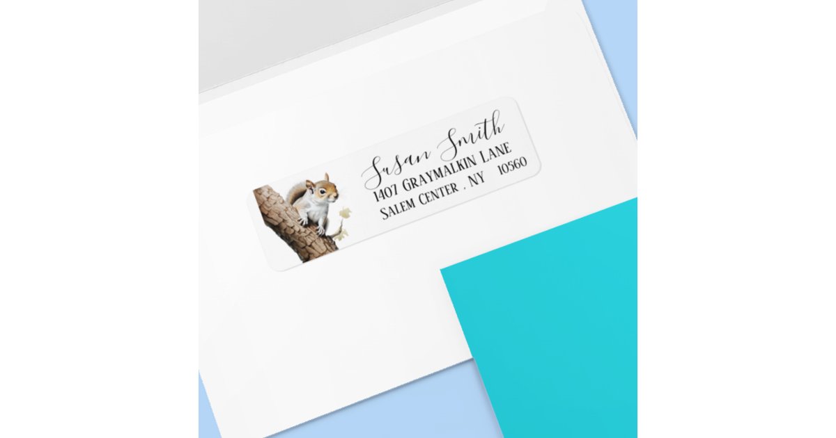 Squirrel Woodland Script Address Label | Zazzle