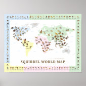 Squirrel World Map Poster | Zazzle
