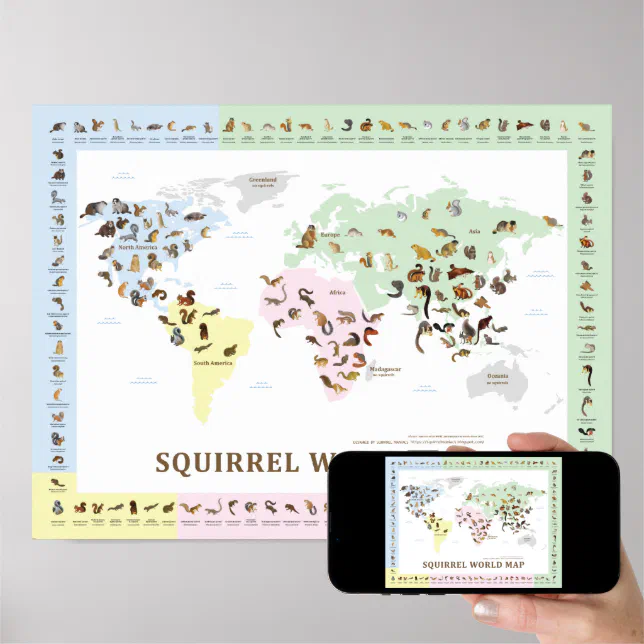 Squirrel World Map Poster | Zazzle