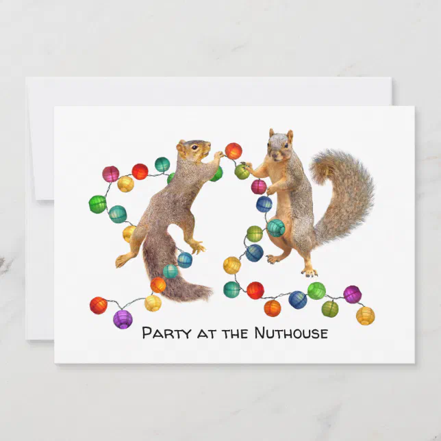 Squirrels with Lights Party Invitation | Zazzle