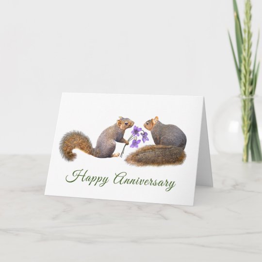 Squirrels with Violets Anniversary Card | Zazzle.com
