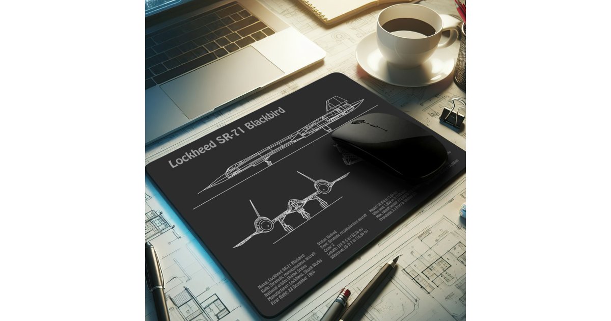 SR-71 Blackbird - Airplane Blueprint Plans PD Mouse Pad | Zazzle