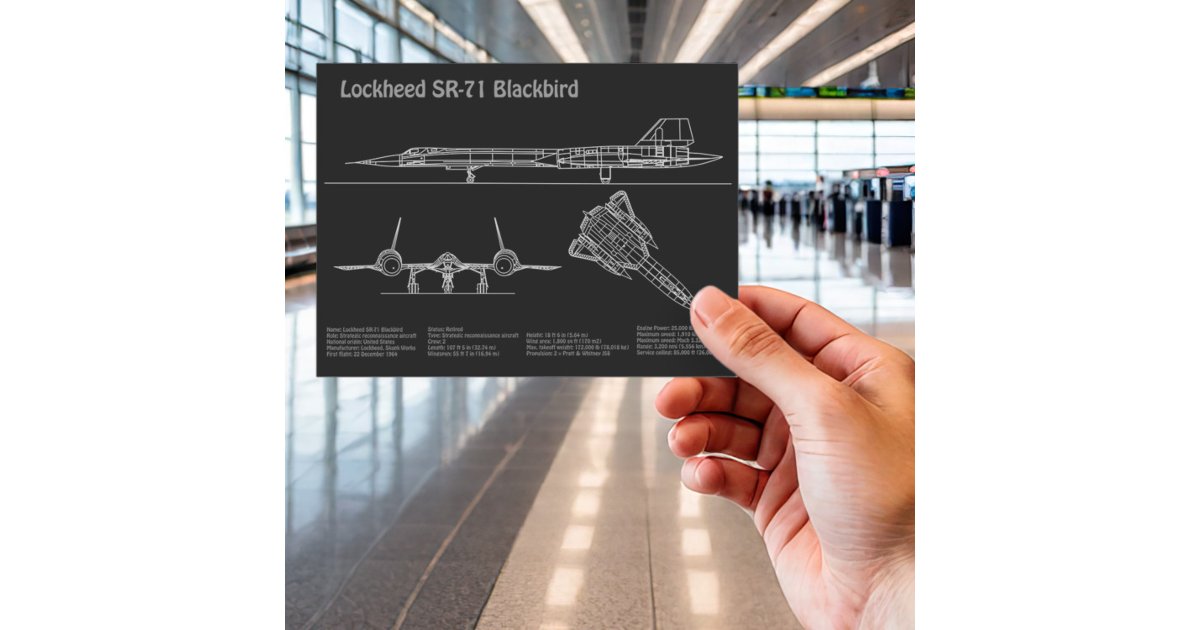 SR-71 Blackbird - Airplane Blueprint Plans PD Postcard | Zazzle