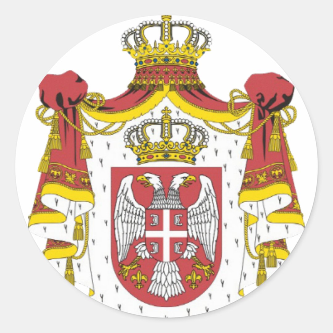 Srbija Grb - Veliki / Serbian Coat of Arms - Big Classic Round Sticker ...