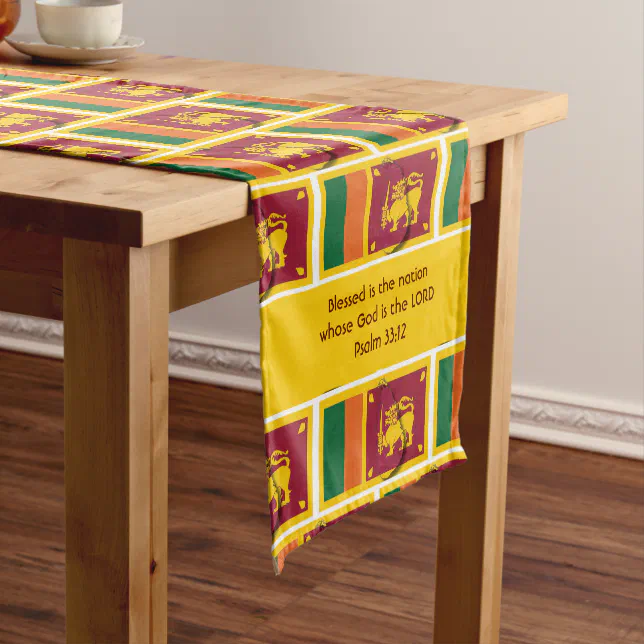 SRI LANKA Flag Customized Scripture Short Table Runner | Zazzle