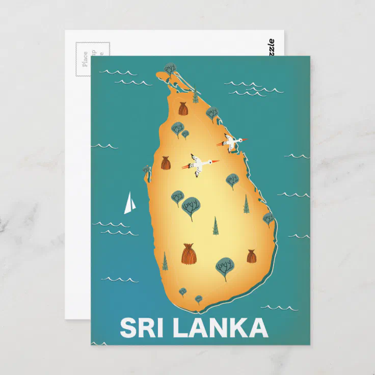 Sri Lanka map travel poster Postcard | Zazzle