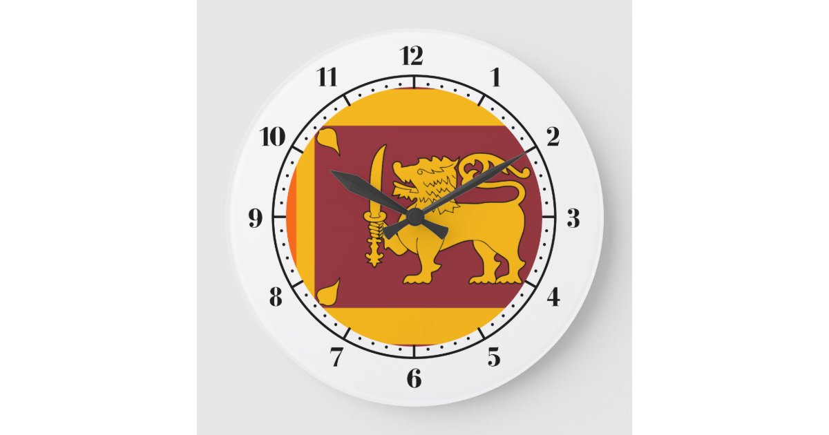 Sri Lankan flag Large Clock | Zazzle