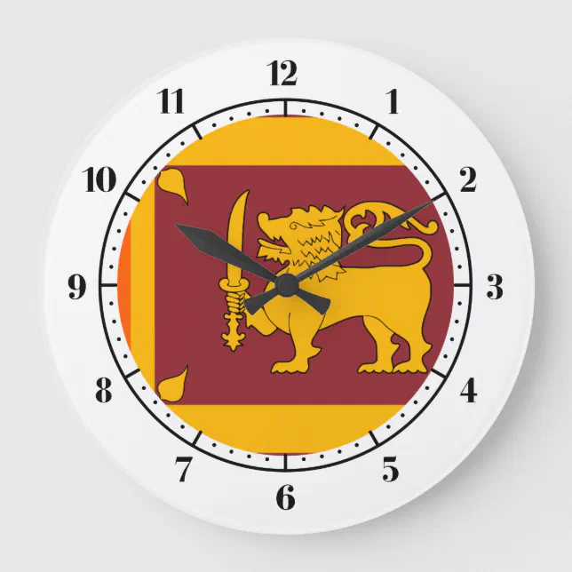 Sri Lankan flag Large Clock | Zazzle