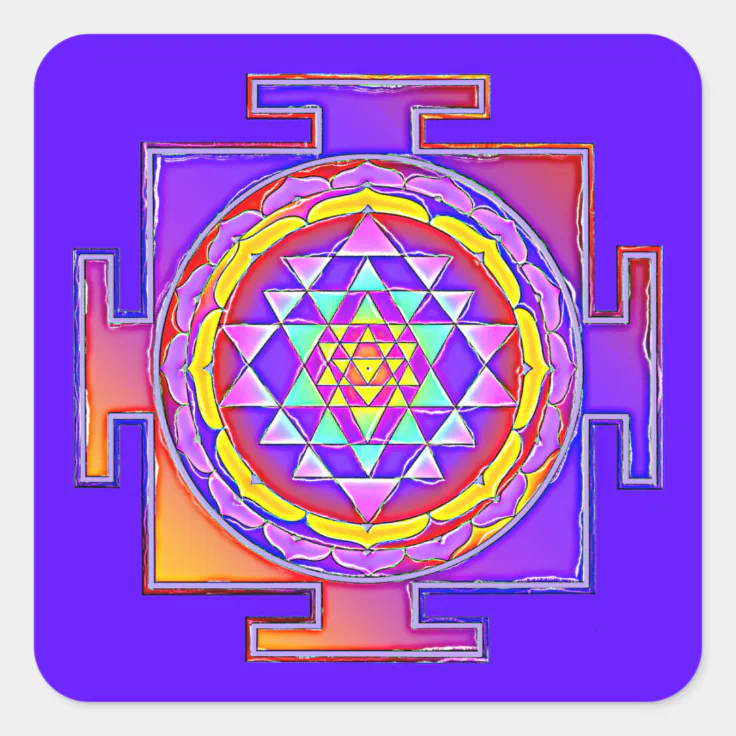 Sri Yantra - Hinduism Symbol Design 1 Square Sticker | Zazzle