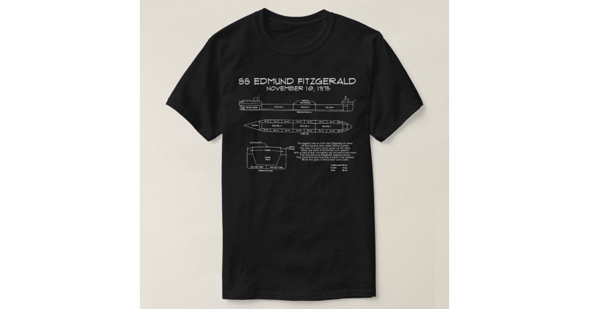 SS Edmund Fitzgerald Blueprint T-Shirt | Zazzle