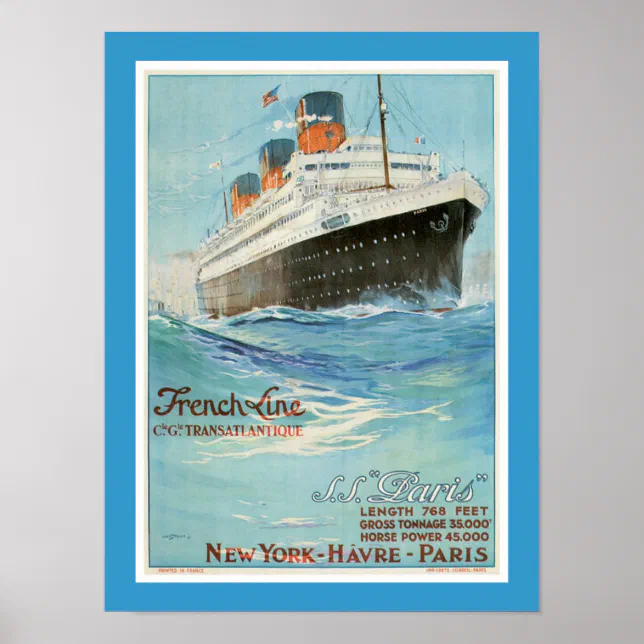 ss Paris - The French Line Poster | Zazzle