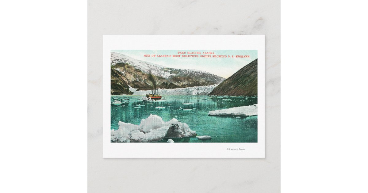SS Spokane Steamer Passing by Glacier Postcard | Zazzle