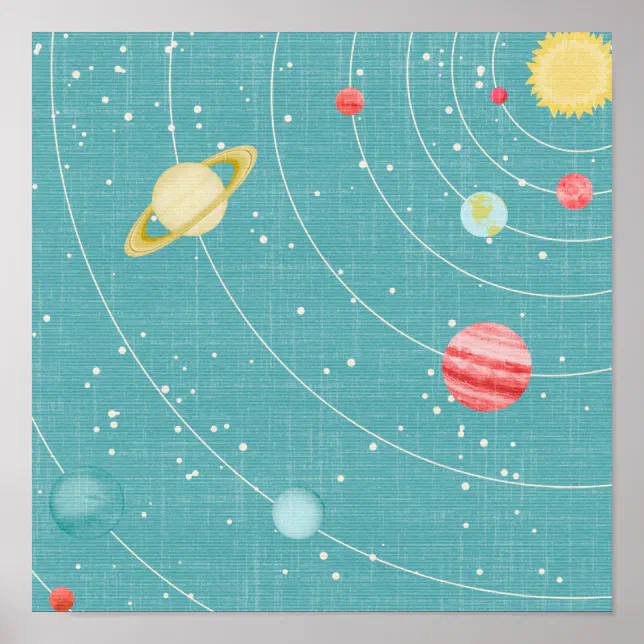 SSP CARTOON KIDS SOLAR SYSTEM PAPER PLANETS STARS POSTER | Zazzle