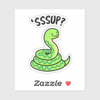 Sssup Funny Hissing Snake Pun Sticker | Zazzle