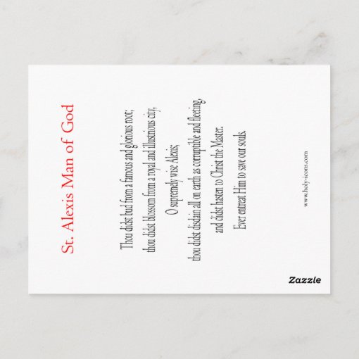 St. Alexis Man of God Prayer Card | Zazzle