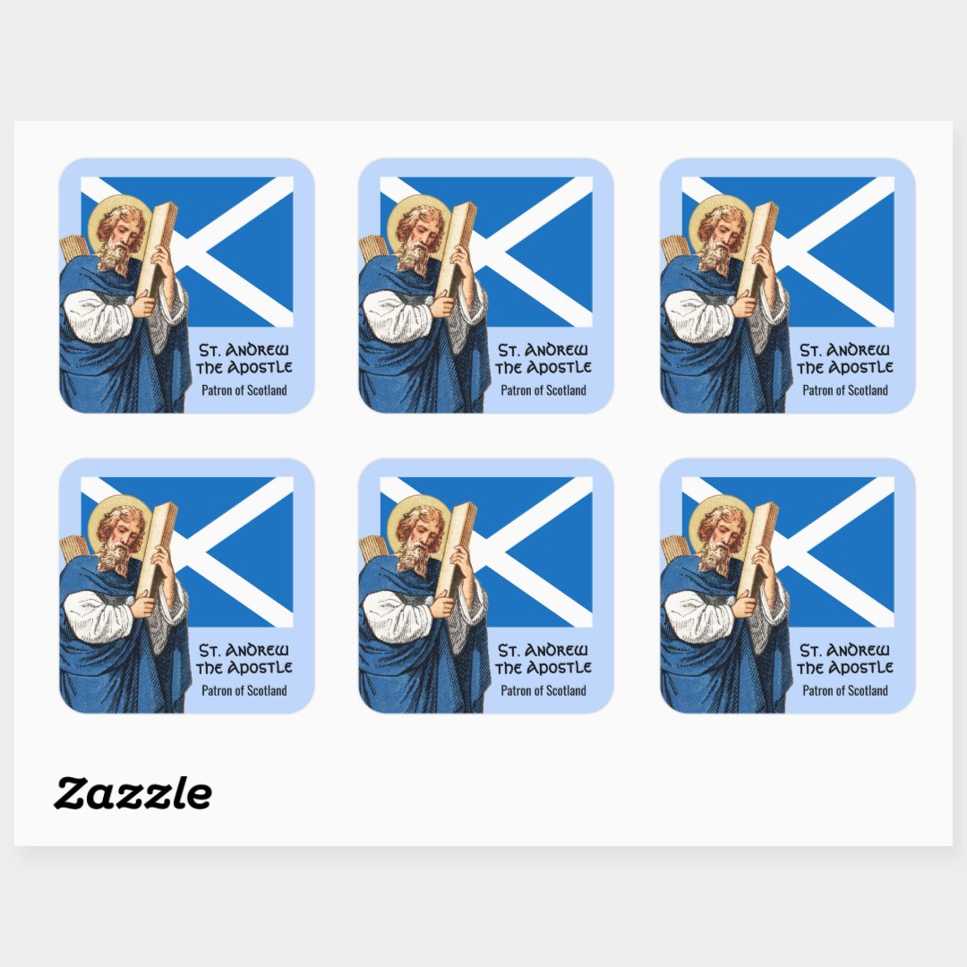 St. Andrew the Apostle and the Flag of Scotland Square Sticker | Zazzle