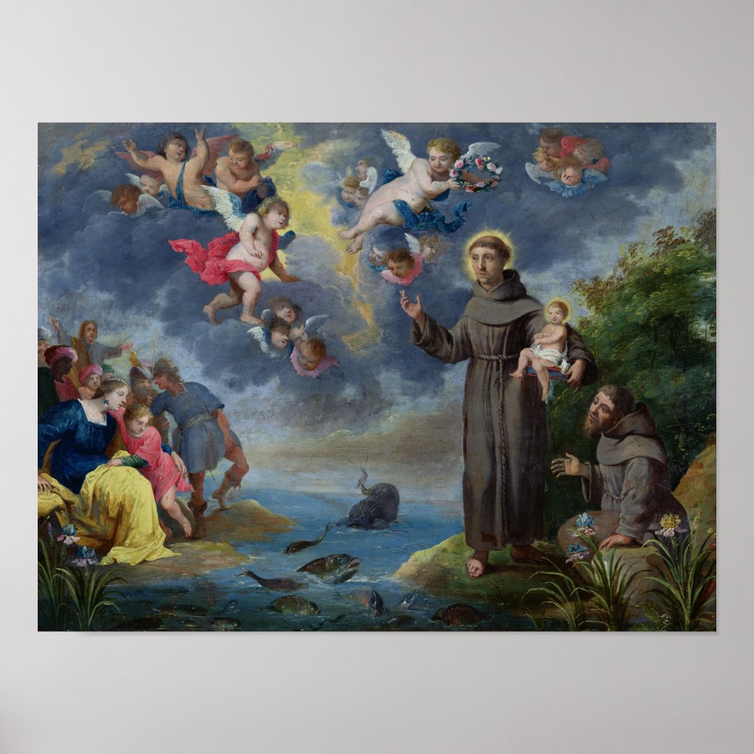 St. Anthony of Padua Preaching to the Fish Poster | Zazzle