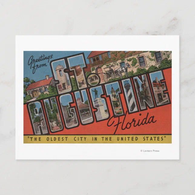 St. Augustine, Florida - Large Letter Scenes 2 Postcard | Zazzle