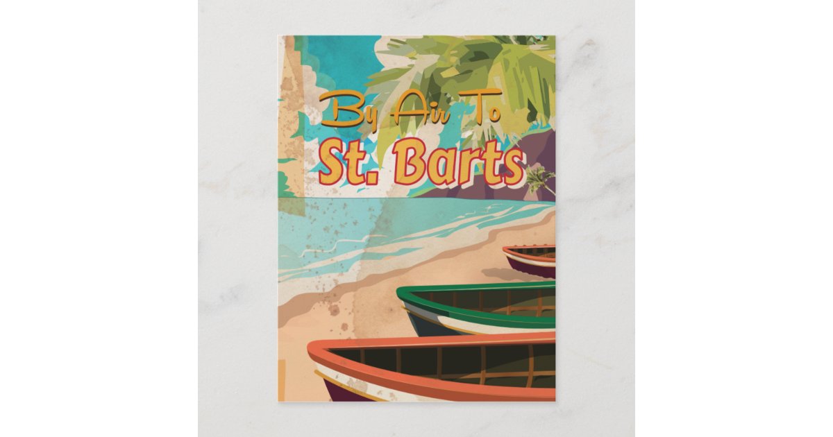 St. Barts Vintage Travel Poster Postcard | Zazzle