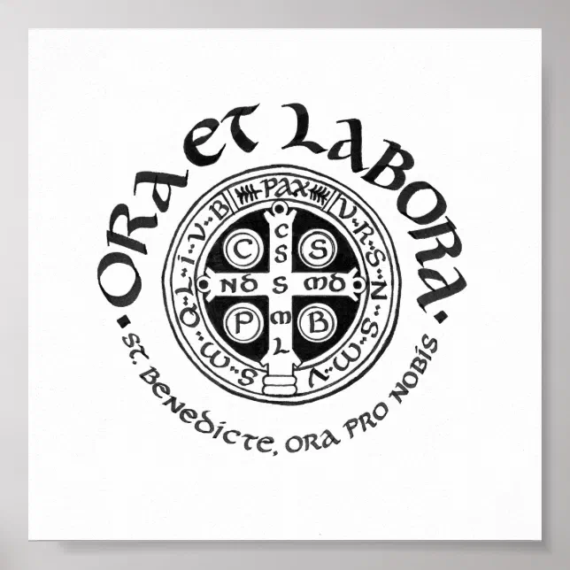 St. Benedict Calligraphy Poster | Zazzle