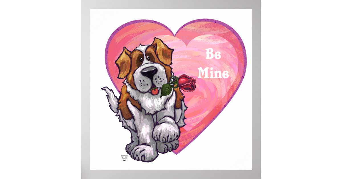 St. Bernard Valentine's Day Poster | Zazzle
