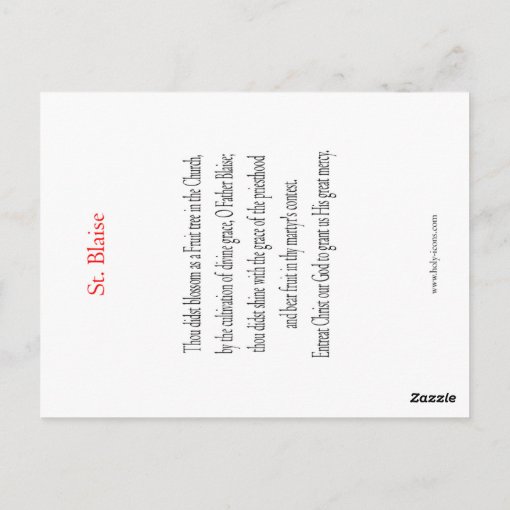 St. Blaise Prayer Card | Zazzle