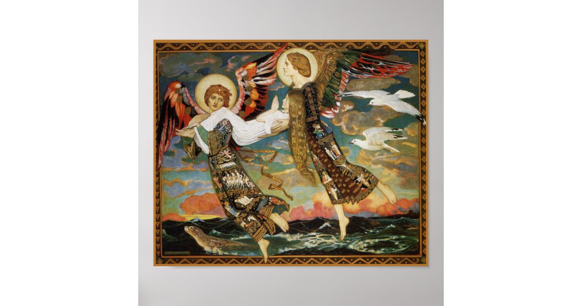 St. Bride - Carried by Angels - by John Duncan Poster | Zazzle