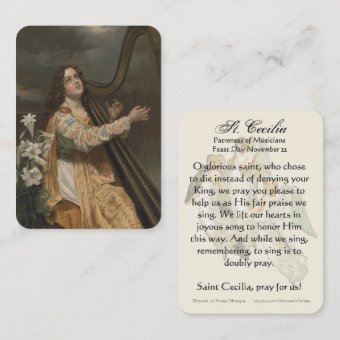 St. Cecilia Patron Musicians Catholic Prayer Place Card | Zazzle