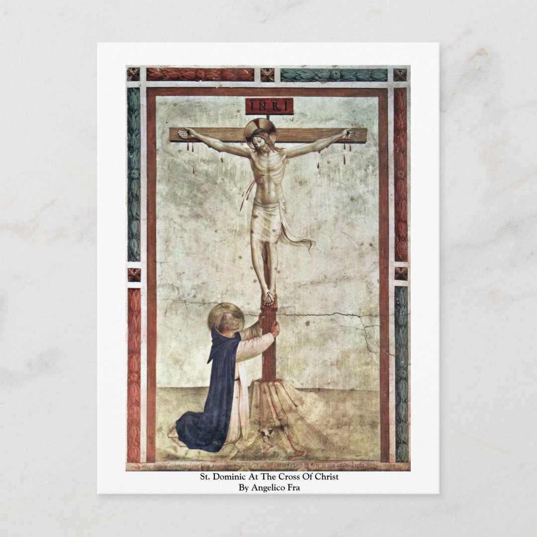 St. Dominic At The Cross Of Christ By Angelico Fra Postcard | Zazzle