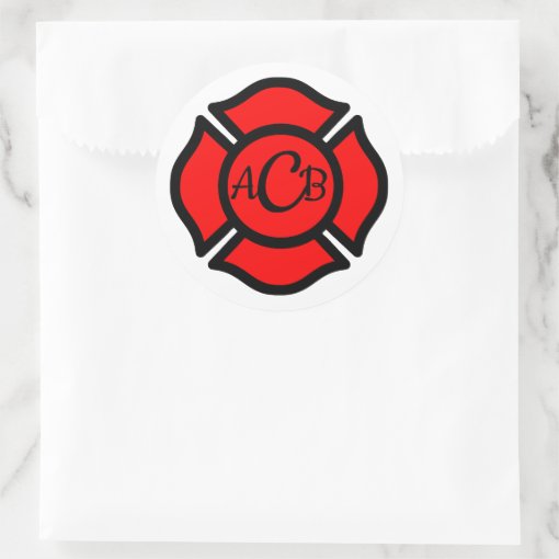 St. Florian's Cross with Monogram Classic Round Sticker | Zazzle