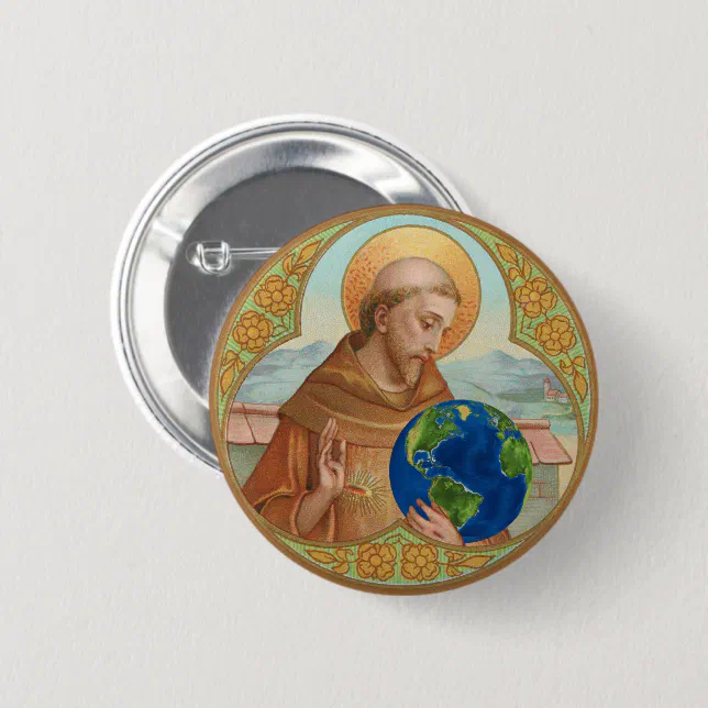 St. Francis of Assisi Holding Earth Button | Zazzle