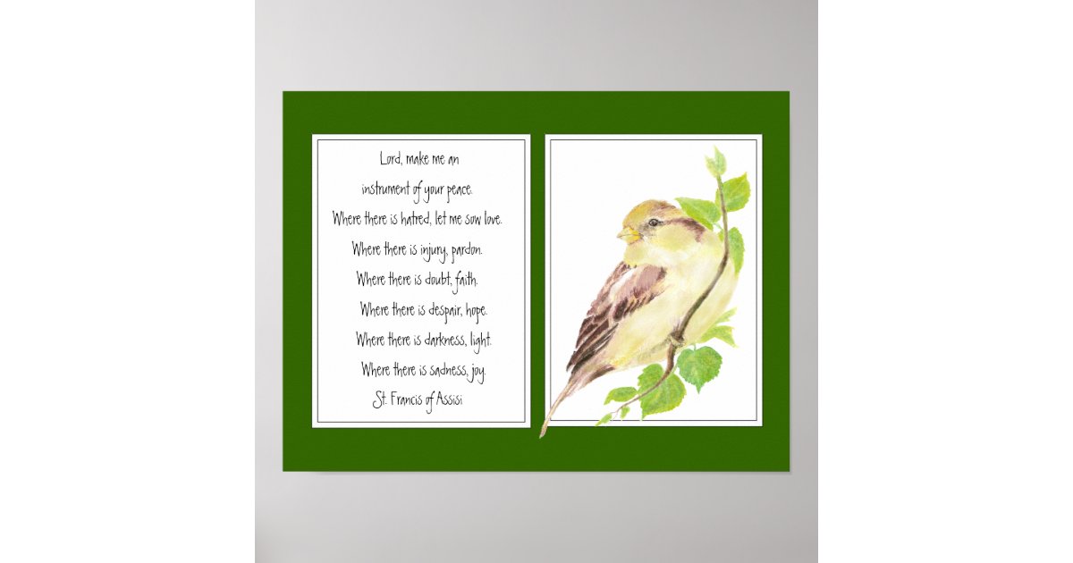 St. Francis of Assisi, Prayer Sparrow bird Poster | Zazzle