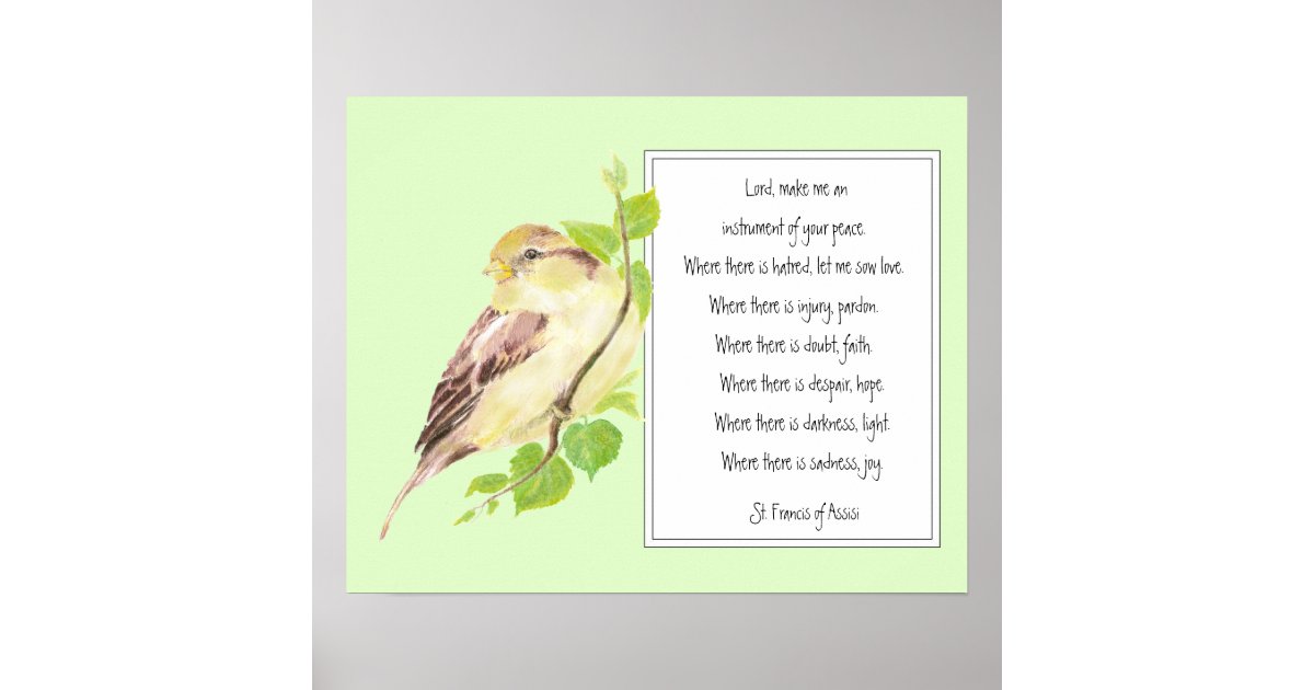 St. Francis of Assisi, Prayer Sparrow bird Poster | Zazzle