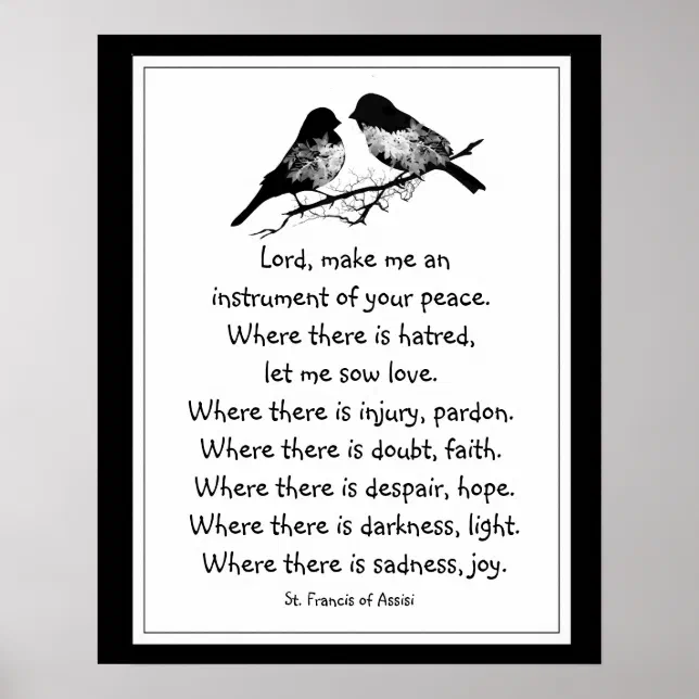 St. Francis of Assisi Prayer with Little Birds Poster | Zazzle