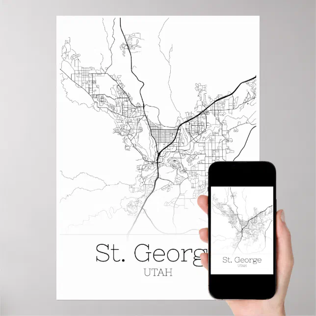 St. George Map - Utah - City Map Poster | Zazzle