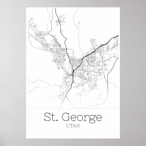 St. George Map - Utah - City Map Poster | Zazzle