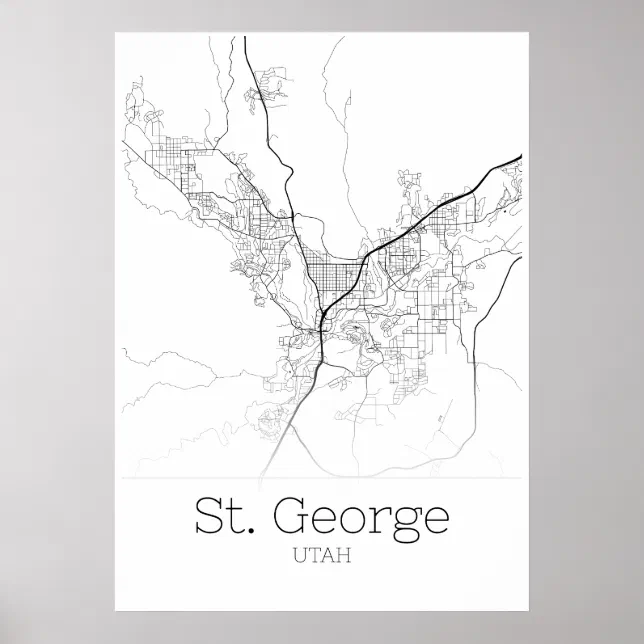 St. George Map - Utah - City Map Poster | Zazzle
