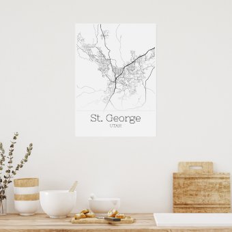 St. George Map - Utah - City Map Poster | Zazzle