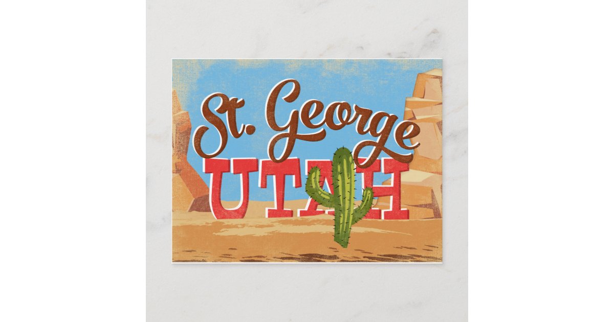 St George Utah Cartoon Desert Vintage Travel Postcard | Zazzle