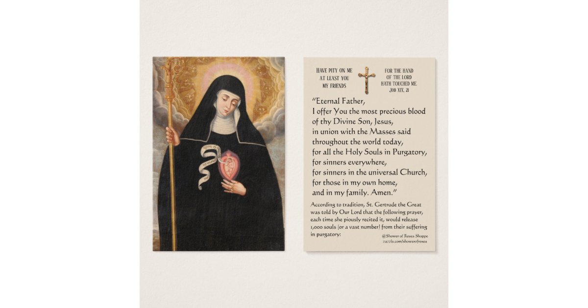 St. Gertrude the Great Purgatory Prayer Holy Card | Zazzle.com St. Gertrude the Great Purgatory Prayer Holy Card | Zazzle.com