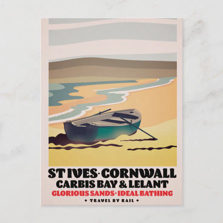 St Ives Cornwall Travel Poster Postcard | Zazzle