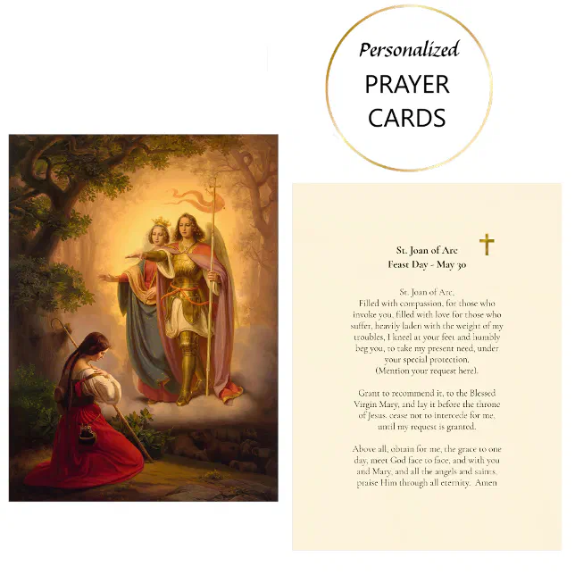 St. Joan of Arc Roman Catholic Prayer Card | Zazzle