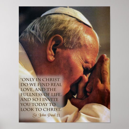St John Paul II In Prayer Poster | Zazzle.com