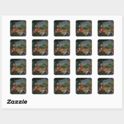 St. John the Baptist Preaching, painted before 169 Square Sticker | Zazzle
